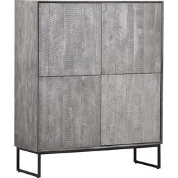 Highboard GUTMANN FACTORY, B:115cm H:138cm T:42cm, grau, Massivholz, Wohnzimmer, Sideboards, Stauraumschrank, Breite 115 cm
