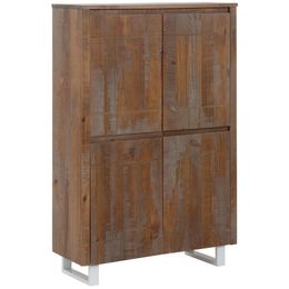 Highboard Home Affaire, B:90cm H:135cm T:35cm, braun, Massivholz, Wohnzimmer, Sideboards, "Lagos", Stauraumschrank aus massivem Kiefernholz, Breite