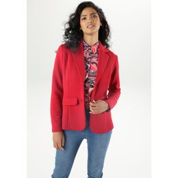 Damen Jerseyblazer, rot, Gr. 48, Aniston SELECTED, Strukturmuster, unifarben, Jersey, Obermaterial: 97% Polyester, 3% Elasthan, Blazer, mit