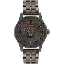 Versace Herren Quarzuhr "MEDUSA DECO GENT", grau, Armbanduhren, Armbanduhr, Herrenuhr, Swiss Made, Saphirglas, Edelstahlarmband,analog