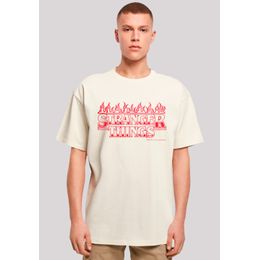 F4NT4STIC Damen T-Shirt "Stranger Things Flames Netflix TV Series", beige, Gr. L, Obermaterial: 100% Baumwolle, Shirts, Premium Qualit&auml;t