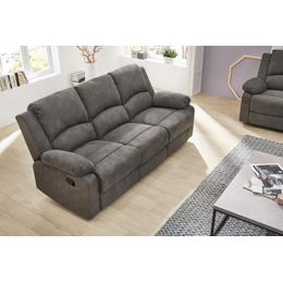 Jockenhöfer 3-Sitzer, B:204cm H:97cm T:87cm, grau, JOCKENHÖFER GRUPPE, Sofas, "Dakota", Liegefunktion durch halbautomatische Reclinerfunktion, TTFK-Polsterung