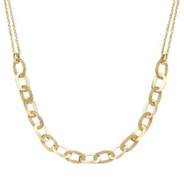 Smart Jewel Damen Collier "ovale Glieder hochgl&auml;nzend und strukturiert, Silber 925", 45cm, Silber 925 (Sterlingsilber), gold, Silber 925