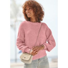 Lascana Damen Strickpullover, rosa, Gr. 32, meliert, Strick, Obermaterial: 65% Polyacryl, 32% Polyester, 3% Elasthan, Pullover, in Melange-Optik,