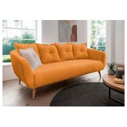 3-Sitzer Home Affaire "Baggio" Sofas Gr. B/H/T: 236cm x 80cm x 103cm, Luxus-Microfaser weich, goldfarben (gold) Zierkissen inklusive