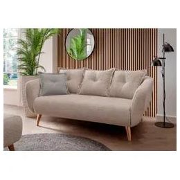 2,5-Sitzer Home Affaire "Baggio" Sofas Gr. B/H/T: 196cm x 80cm x 103cm, Luxus-Microfaser weich, beige Zierkissen inklusive