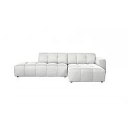 Ecksofa furninova "Chess, Designsofa mit sehr hohem Sitzkomfort, Eyecatcher im Wohnzimmer" Sofas Gr. B/H/T: 293cm x 74cm x 171cm, Recamiere rechts, weiß mit attraktiver Steppung, im skandinavischen Design