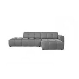 Ecksofa furninova "Chess, Designsofa mit sehr hohem Sitzkomfort, Eyecatcher im Wohnzimmer" Sofas Gr. B/H/T: 293cm x 74cm x 171cm, Recamiere rechts, weiß (silber) mit attraktiver Steppung, im skandinavischen Design