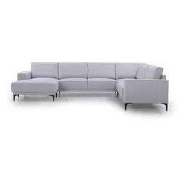 Wohnlandschaft Places of Style "Oland" Sofas Gr. B/H/T: 342cm x 85cm x 260cm, Webstoff, Recamiere links, grau (hellgrau) U-Form, im zeitlosem Design und hochwertiger Verabeitung