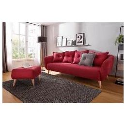 3-Sitzer Home Affaire "Baggio" Sofas Gr. B/H/T: 236cm x 80cm x 103cm, Struktur, rot Zierkissen inklusive