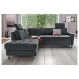 Sit & More Ecksofa SIT & MORE "Pablo L-Form" Sofas Gr. B/H/T: 233cm x 78cm x 196cm, Luxus-Microfaser ALTARA NUBUCK, Ottomane links, ohne Bettfunktion, grau (dunkelgrau) wahlweise mit Bettfunktion