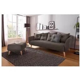 3-Sitzer Home Affaire "Baggio" Sofas Gr. B/H/T: 236cm x 80cm x 103cm, Struktur, grau (anthrazit) Zierkissen inklusive