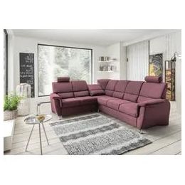 Ecksofa Home Affaire "Pisa L-Form, mit Schlaffunktion, Stauraum, 2x höhenverstellbare" Sofas Gr. B/H/T: 271cm x 95cm x 224cm, Struktur, Bettfunktion rechts, pink (fuchsia) Kopfstützen und Relaxfunktion im Eckelement