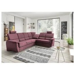 Ecksofa Home Affaire "Pisa L-Form, mit Schlaffunktion, Stauraum, 2x höhenverstellbare" Sofas Gr. B/H/T: 271cm x 95cm x 224cm, Struktur, Bettfunktion links, pink (fuchsia) Kopfstützen und Relaxfunktion im Eckelement