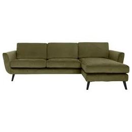 Ecksofa furninova "Smile mit tollem Sitzkomfort, elegant und bequem, L-Form", grün (seagrass), B:274cm H:85cm T:156cm, Velours (50, 2% Acryl, 41, 2% Polyester, 8, 6% Viskose), Sofas, im skandinavischen Design, hoher Fuß