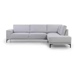 Ecksofa Places of Style "Oland" Sofas Gr. B/H/T: 289cm x 85cm x 210cm, Webstoff, Ottomane rechts, grau (hellgrau) L-Form, im zeitlosem Design und hochwertiger Verarbeitung