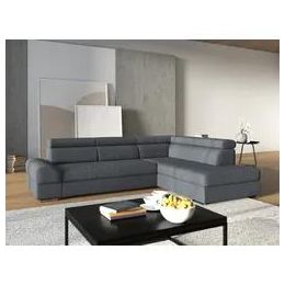 Sit & More Ecksofa SIT & MORE "Broadway L-Form" Sofas Gr. B/H/T: 270cm x 79cm x 213cm, Luxus-Microfaser ALTARA NUBUCK, Ottomane links, mit Bettfunktion, grau (dunkelgrau) mit verstellbaren Kopfteilen, wahlweise Bettfunktion