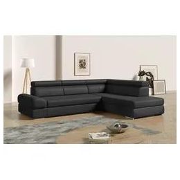 Sit & More Ecksofa SIT & MORE "Broadway L-Form" Sofas Gr. B/H/T: 270cm x 79cm x 213cm, NaturLEDER, Ottomane rechts, mit Bettfunktion, schwarz mit verstellbaren Kopfteilen, wahlweise Bettfunktion