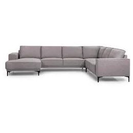 Wohnlandschaft Places of Style "Oland" Sofas Gr. B/H/T: 342cm x 85cm x 260cm, Struktur weich, Recamiere links, braun (hellbraun) U-Form, im zeitlosem Design und hochwertiger Verabeitung