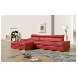 Sit & More Ecksofa SIT & MORE "Broadway L-Form" Sofas Gr. B/H/T: 284cm x 79cm x 171cm, NaturLEDER, Recamiere links, ohne Bettfunktion, rot inklusive Kopfteilverstellung, wahlweise mit Bettfunktion