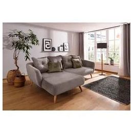 Ecksofa Home Affaire "Baggio L-Form" Sofas Gr. B/H/T: 277cm x 80cm x 162cm, Veloursstoff, Recamiere links, braun (cappucino) Zierkissen inklusive