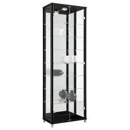 Fif Möbel Vitrine FIF MÖBEL "OPTIMA", schwarz, B:58cm H:172cm T:33cm, Glas, Holzwerkstoff, Schränke, Standvitrine/Glasvitrine 2x Glastür,perfekt für Sammler,Sammlervitrine