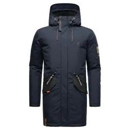 Wintermantel STONE HARBOUR "Ragaan" Gr. XXXL (58), blau Herren Mäntel modischer Winterparka mit Teddyfell Futter