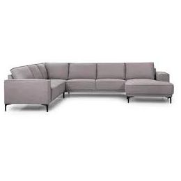 Wohnlandschaft Places of Style "Oland" Sofas Gr. B/H/T: 342cm x 85cm x 260cm, Struktur weich, Recamiere rechts, braun (hellbraun) U-Form, im zeitlosem Design und hochwertiger Verabeitung