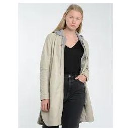 Langjacke Maze "4202199" Gr. M, beige (greige), Damen, Obermaterial: 100% Lammleder / Innenfutter: 100% Baumwolle / Ärmelfutter: 100% Polyester / Kapuze: 55% Baumwolle, 45% Polyester, Jacken