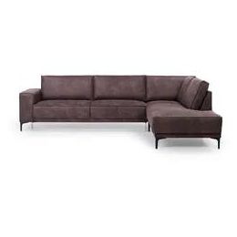 Ecksofa Places of Style "Oland" Sofas Gr. B/H/T: 289cm x 85cm x 210cm, Luxus-Microfaser, Ottomane rechts, braun (dunkelbraun) L-Form, im zeitlosem Design und hochwertiger Verarbeitung