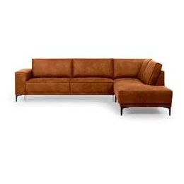 Ecksofa Places of Style "Oland" Sofas Gr. B/H/T: 289cm x 85cm x 210cm, Luxus-Microfaser, Ottomane rechts, braun (cognac) L-Form, im zeitlosem Design und hochwertiger Verarbeitung