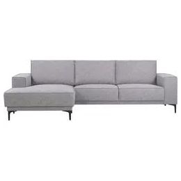 Ecksofa Places of Style "Oland", grau (hellgrau), B:280cm H:85cm T:152cm, Struktur weich (100% Polyester), Luxus-Microfaser (100% Polyester), Webstoff (100% Polyester), Sofas, 280 cm, im zeitlosem Design und hochwertiger Verabeitung