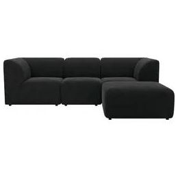 Ecksofa LeGer Home by Lena Gercke "Floria" Sofas Gr. B/H/T: 249cm x 77cm x 186cm, Chenille, langer Schenkel beidseitig montierbar, schwarz (onyx) Module unterschiedlich kombinierbar, mit Komfortschaum-Polsterung