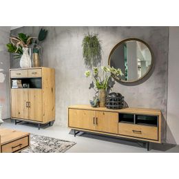 Highboard GUTMANN FACTORY, B:115cm H:145cm T:43cm, beige, MDF, Wohnzimmer, Sideboards, Stauraumschrank, Breite 115 cm