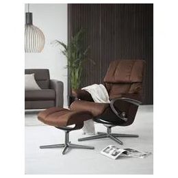 Relaxsessel stressless "Reno" Sessel Gr. Leder PALOMA, Cross Base Braun-M, Relaxfunktion-Drehfunktion-PlusTMSystem-Gleitsystem-BalanceAdaptTM, B/H/T: 83cm x 100cm x 76cm, braun (copper paloma) mit Hocker, Cross Base, Größe S, M & L, Holzakzent Braun