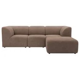 Ecksofa LeGer Home by Lena Gercke "Floria" Sofas Gr. B/H/T: 249cm x 77cm x 186cm, Bouclé recycelt, langer Schenkel beidseitig montierbar, braun (light brown) Module unterschiedlich kombinierbar, mit Komfortschaum-Polsterung