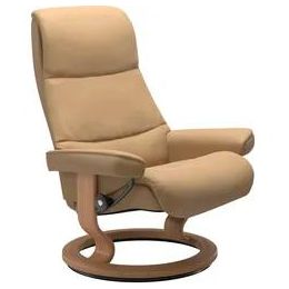 Relaxsessel stressless "View" Sessel Gr. Leder PALOMA, Cross Base Eiche, Relaxfunktion-Drehfunktion-PlusTMSystem-Gleitsystem, B/H/T: 78cm x 105cm x 78cm, beige (sand paloma) mit Classic Base, Größe S,Gestell Eiche