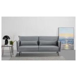 Schlafsofa Inosign "TULARE, 204 cm, klappbarer 3-Sitzer mit verstellbarer Rückenlehne" Sofas Gr. B/H/T: 204cm x 89cm x 87cm, Velvet, grau Schlaffunktion