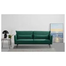 Schlafsofa Inosign "TULARE, 204 cm, klappbarer 3-Sitzer mit verstellbarer Rückenlehne" Sofas Gr. B/H/T: 204cm x 89cm x 87cm, Velvet, grün Schlaffunktion