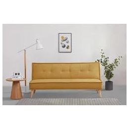 Schlafsofa Inosign "MENDOTA, 181 cm, 3-Sitzer mit Schlaffunktion" Sofas Gr. B/H/T: 181cm x 84cm x 84cm, Webstoff, gelb (senfgelb) verstellbarer Rückenlehne, Klappmechanismus