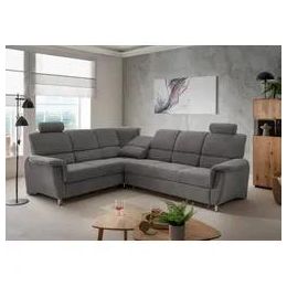 Ecksofa Home Affaire "Pisa L-Form, mit Schlaffunktion, Stauraum, 2x höhenverstellbare" Sofas Gr. B/H/T: 271cm x 95cm x 224cm, Cord, Bettfunktion rechts, grau Kopfstützen und Relaxfunktion im Eckelement