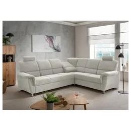 Ecksofa Home Affaire "Pisa L-Form, mit Schlaffunktion, Stauraum, 2x höhenverstellbare" Sofas Gr. B/H/T: 271cm x 95cm x 224cm, Cord, Bettfunktion links, silberfarben (silber) Kopfstützen und Relaxfunktion im Eckelement