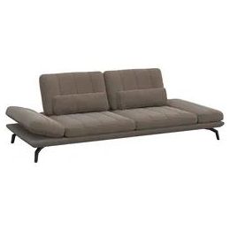 3-Sitzer FLEXLUX "Tropea Funktionssofa, Designsofa, Relaxfunktion, TV-Couch" Sofas Gr. B/H/T: 252cm x 90cm x 145cm, Struktur, braun (taupe brown) mit Armteilverstellung sowie Sitztiefenverstellung, Breite 252 cm