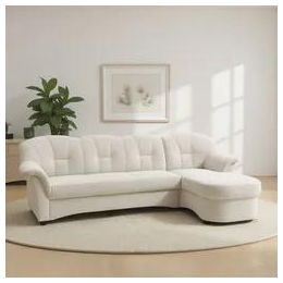 Ecksofa DOMO collection "Flores Schlafsofa, B/T/H: 233/142/86 cm, L-Form" Sofas Gr. B/H/T: 231cm x 84cm x 142cm, Luxus-Microfaser, Recamiere rechts, mit Funktion-ohne Federkern, beige (creme) wahlweise mit Bettfunktion, Federkern, auch in Leder