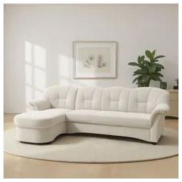 Ecksofa DOMO collection "Flores Schlafsofa, B/T/H: 233/142/86 cm, L-Form" Sofas Gr. B/H/T: 231cm x 84cm x 142cm, Luxus-Microfaser, Recamiere links, ohne Funktion-mit Federkern, beige (creme) wahlweise mit Bettfunktion, Federkern, auch in Leder