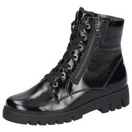 Waldläufer Schnürstiefelette WALDLÄUFER "H-SERENA" Gr. 7 (40,5), schwarz Damen Schuhe Schnürboots, Lackstiefelette, in Bequemweite G (=weit)