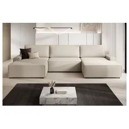 Wohnlandschaft Trendmanufaktur "Challenge, Schlafsofa mit Bettkasten, Couch in U-Form, Breite 333 cm" Sofas Gr. B/H/T: 333cm x 98cm x 168cm, Struktur, mit Schlaffunktion und Bettkasten, beige XXL Sofa mit Bettkasten und Schlaffunktion, in trendigem Cordstoff