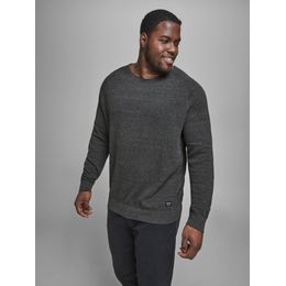 Jack & Jones PlusSize Damen Rundhalspullover "JJEHILL KNIT CREW NECK NOOS PLS", grau, Gr. XXXL, JACK & JONES PLUSSIZE, meliert, Strick, Obermaterial: 100% Baumwolle,