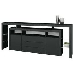 borchardt Möbel Sideboard BORCHARDT MÖBEL "Rosario" Sideboards Gr. B/H/T: 220cm x 88cm x 35cm, schwarz (schwarz-matt) Breite 220 cm