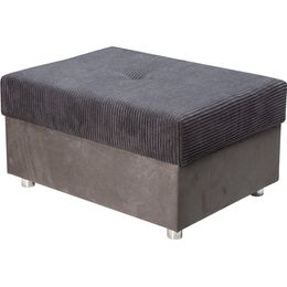Hocker Collection AB, B:78cm H:42cm T:59cm, grau, 100%Polyester, Garten, Hocker, "Italia", Inklusive komfortablen Federkerns, in Cord-Samt Mix